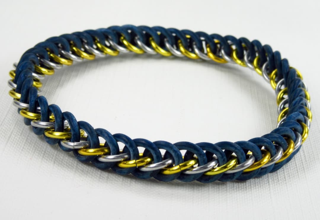 Rubber & Anodized Aluminum Half Persian 3 in 1 Weave Chainmaille ...