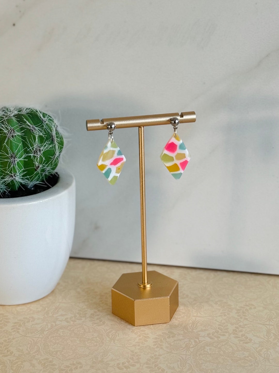 Stained Glass Window Earrings | Rainbow Dangle Earrings | Colorful ...