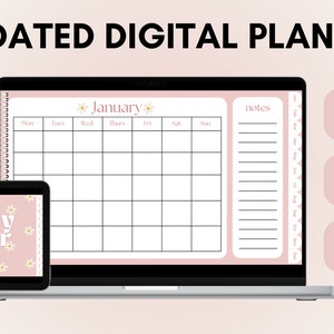 Daisy Patterned Digital Monthly Planner Hyperlinked Monthly Tabs ...