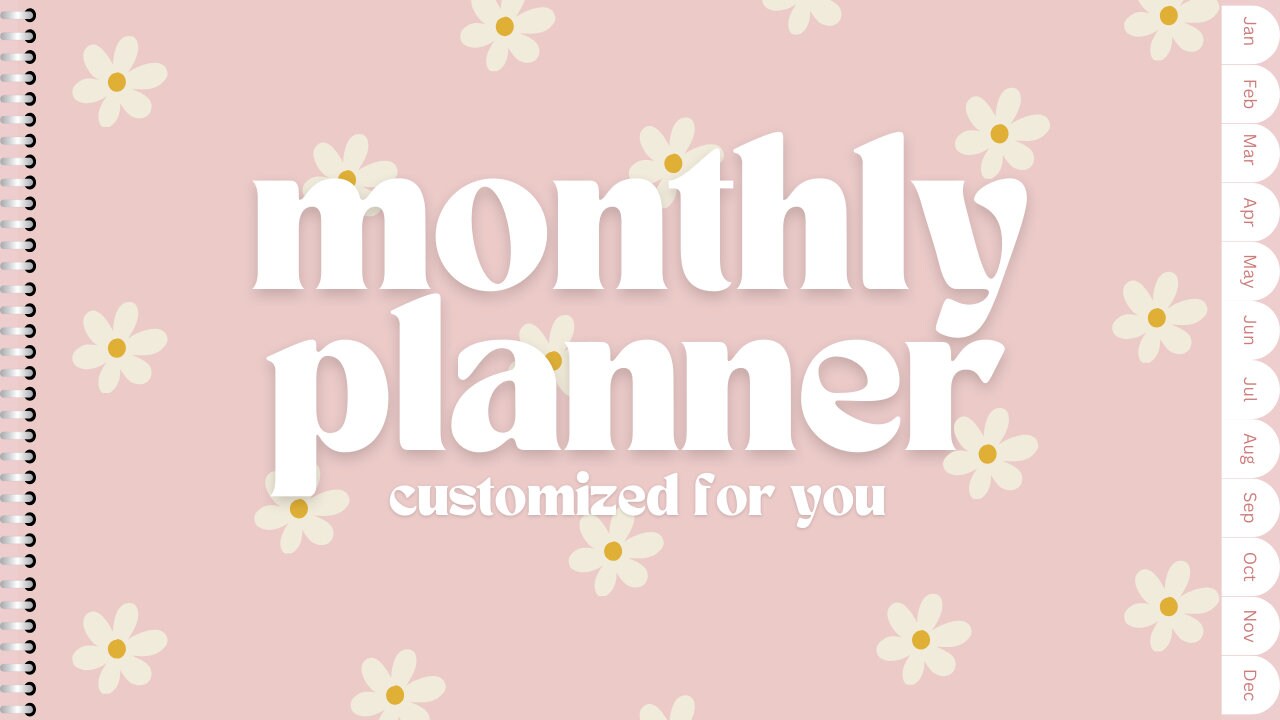 Daisy Patterned Digital Monthly Planner Hyperlinked Monthly Tabs ...