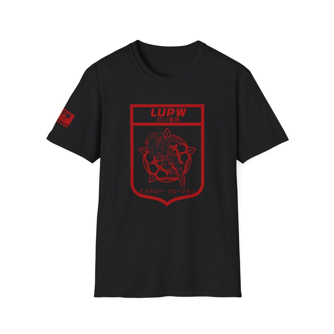 Emerald Flowsion T-shirt, Japanese Styling, Shield Design, Black Red ...