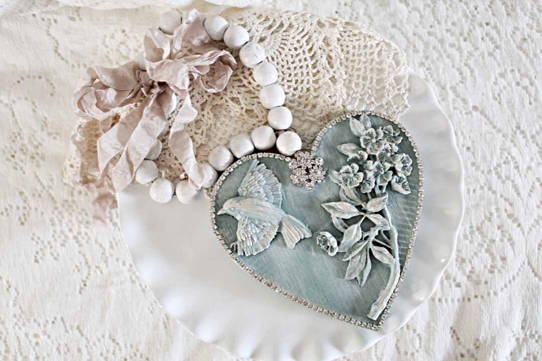 Shabby Altered Art Wood Tag With Beads Handmade - Etsy