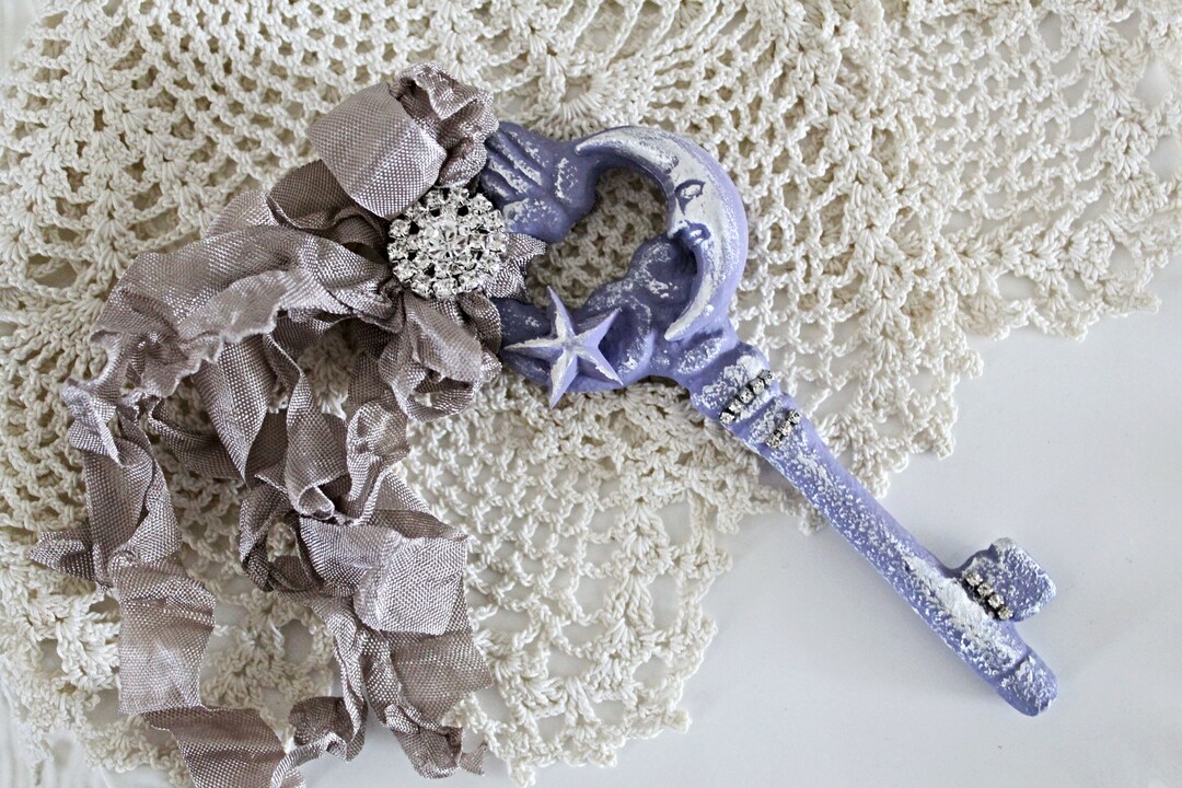 Shabby Upcycled Cast Iron Witchy Moon Key Home Decor - Etsy