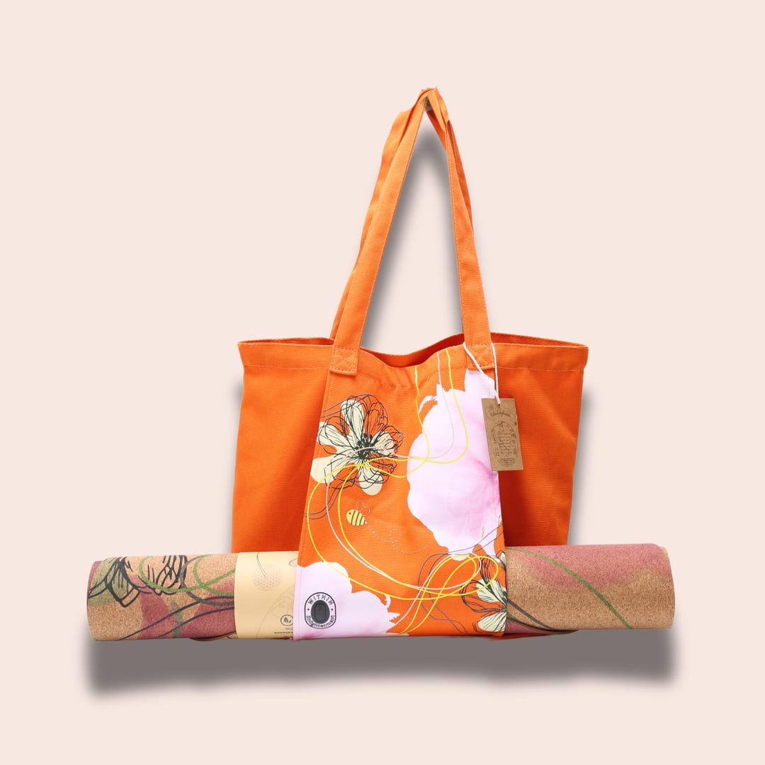 BUNDLE Ecofriendly Cork Yoga Mat With Canvas Cotton Bag, Sustainable ...