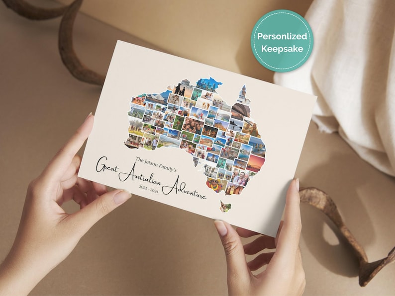 Australia Map Photo Collage Canva Template, Customizable Aussie Family ...