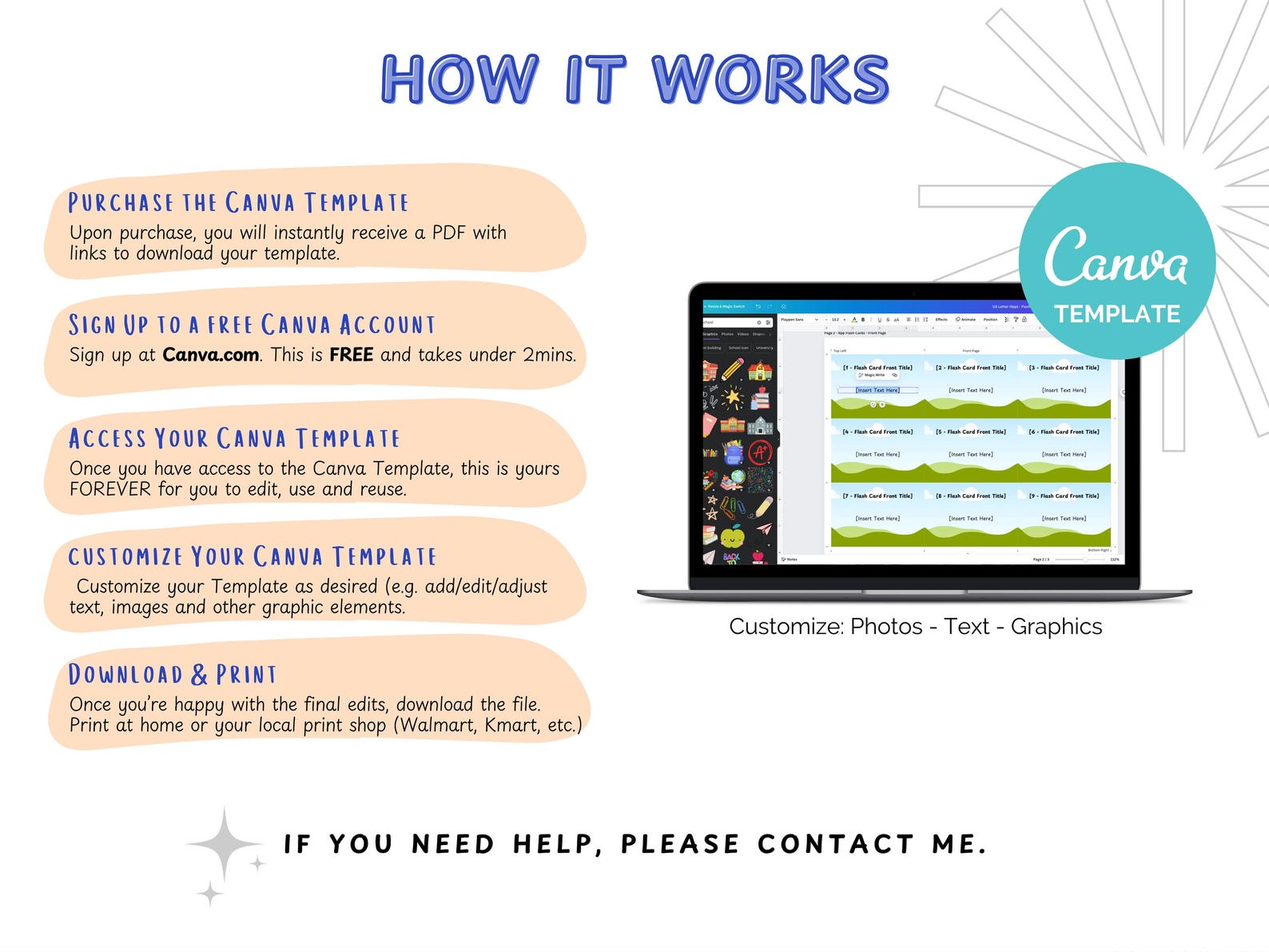 Flash Cards Canva Template, Double Sided Printable Flash Cards for Kids ...