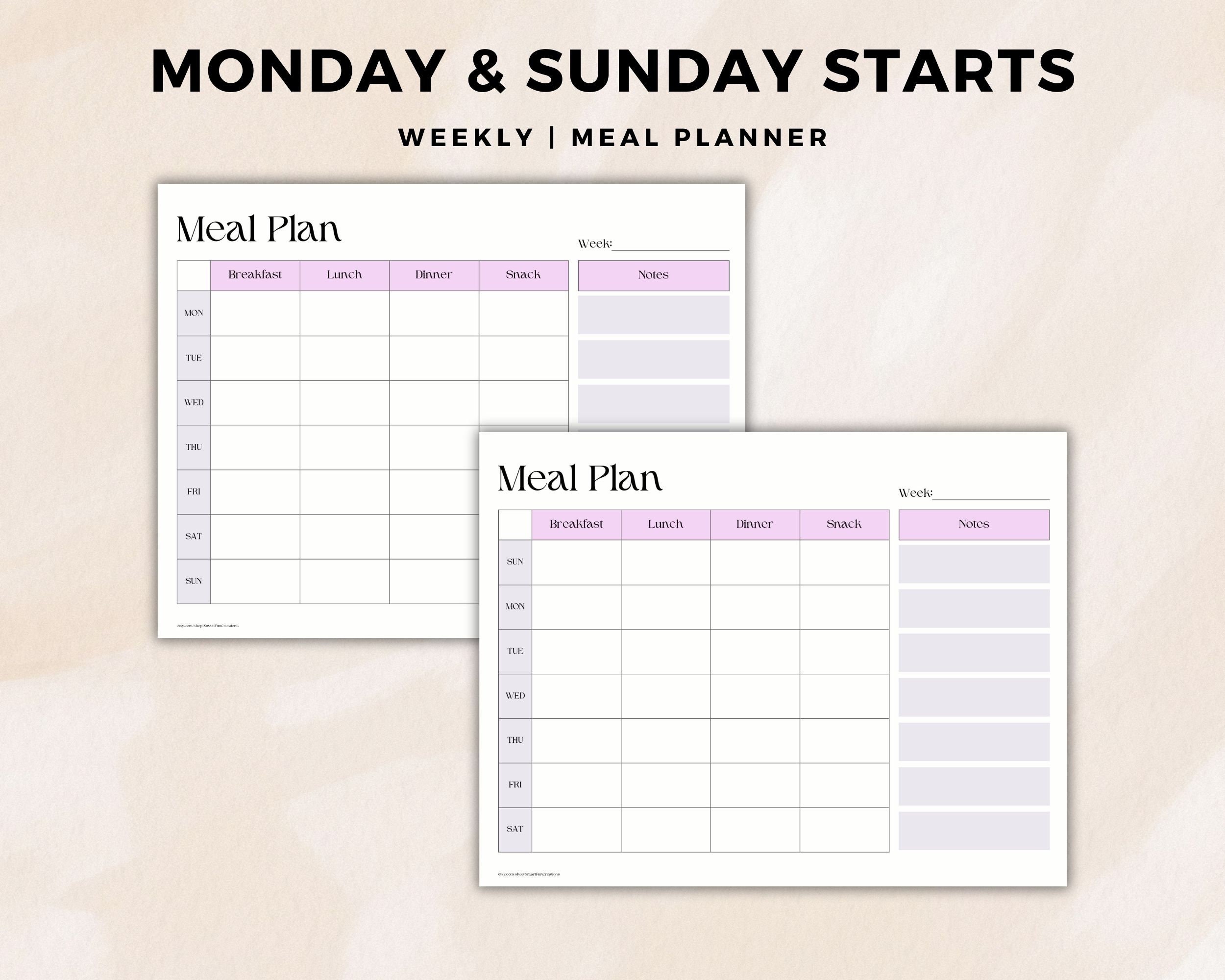 Organized Meal Planning Set, Grocery List and Meal Prep Template Bundle ...