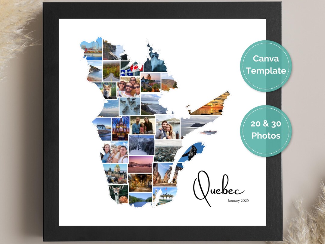 Quebec Photo Collage Canva Template, Custom Canadian Photo Gift for ...