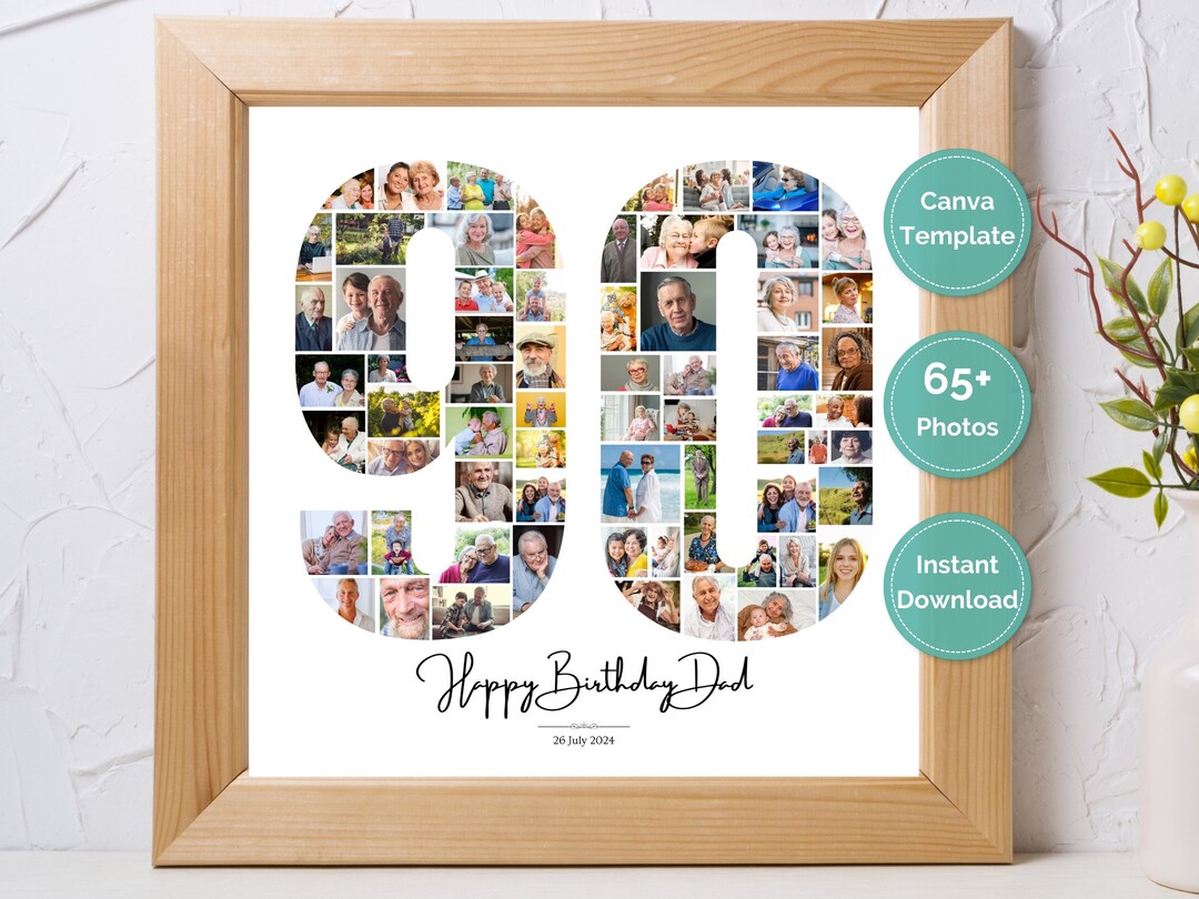 90th Birthday Gift for Her, 90th Birthday Decoration Photo Collage ...