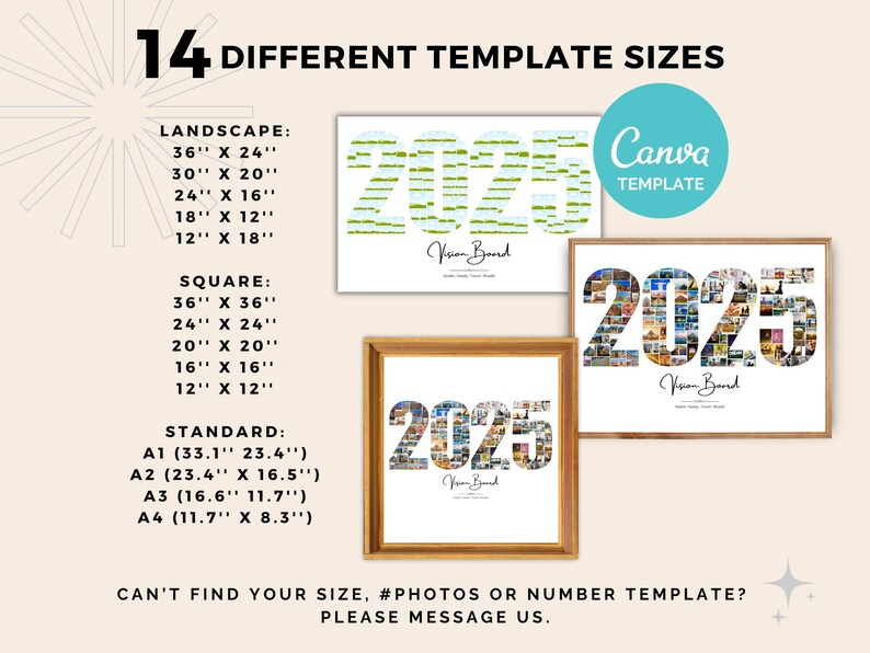 2025 Vision Board Photo Collage Canva Template, Goal Setting and Mood ...