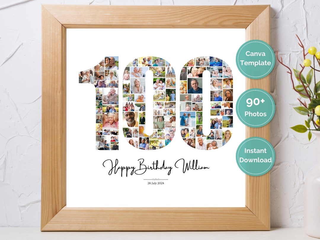 100th Birthday Gift, 100th Birthday Decoration Photo Collage Canva ...