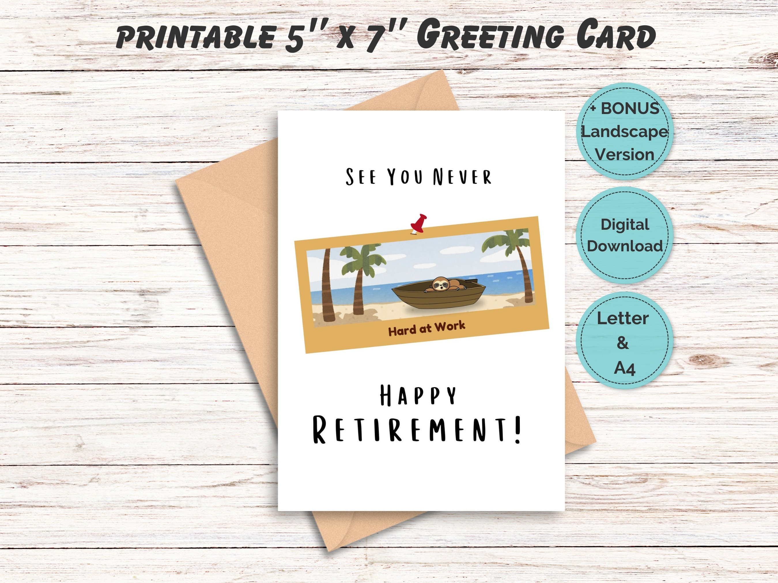 Happy Retirement Card With Sleeping Sloth, Cute Funny Light-hearted ...