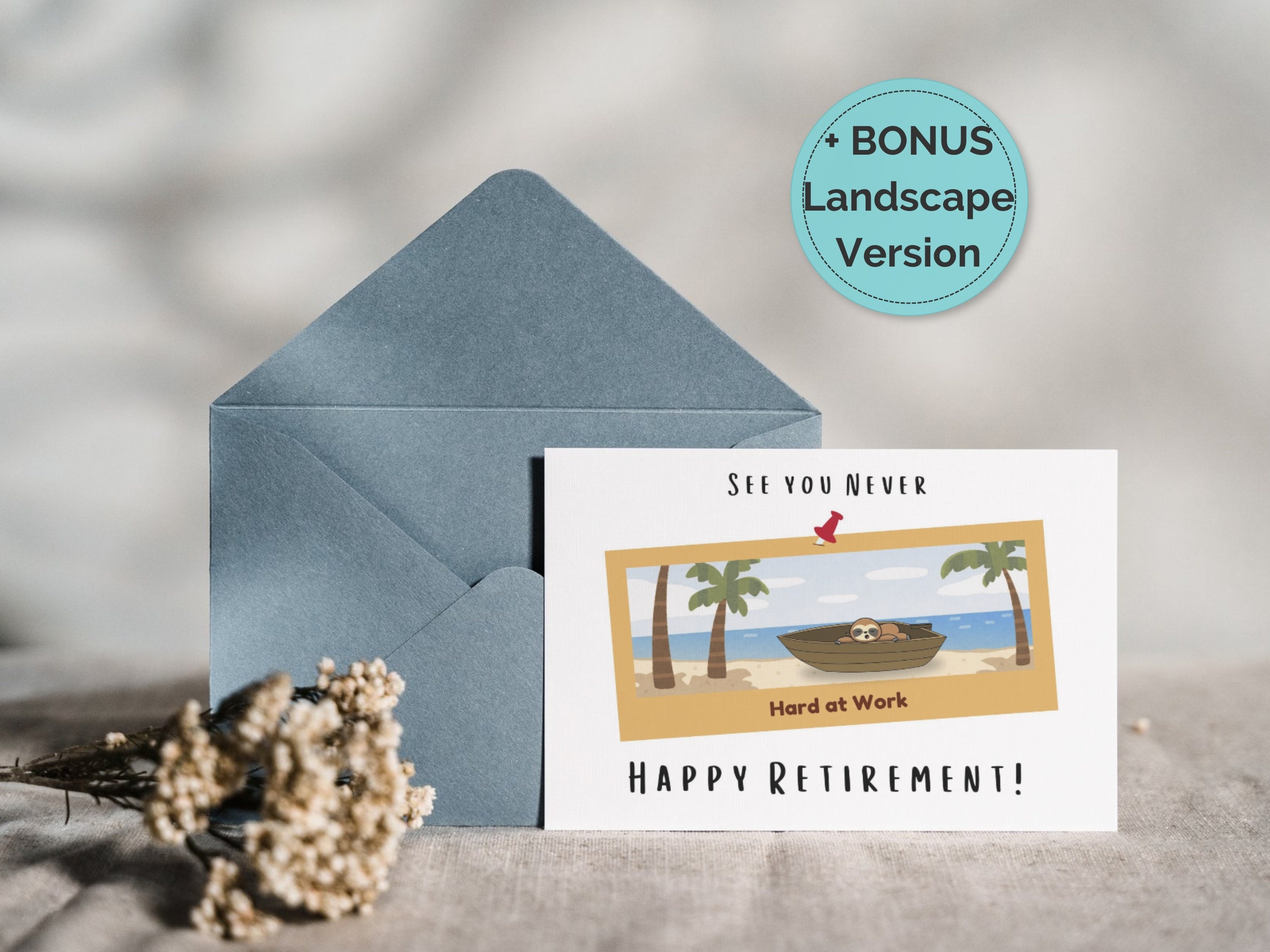 Happy Retirement Card With Sleeping Sloth, Cute Funny Light-hearted ...