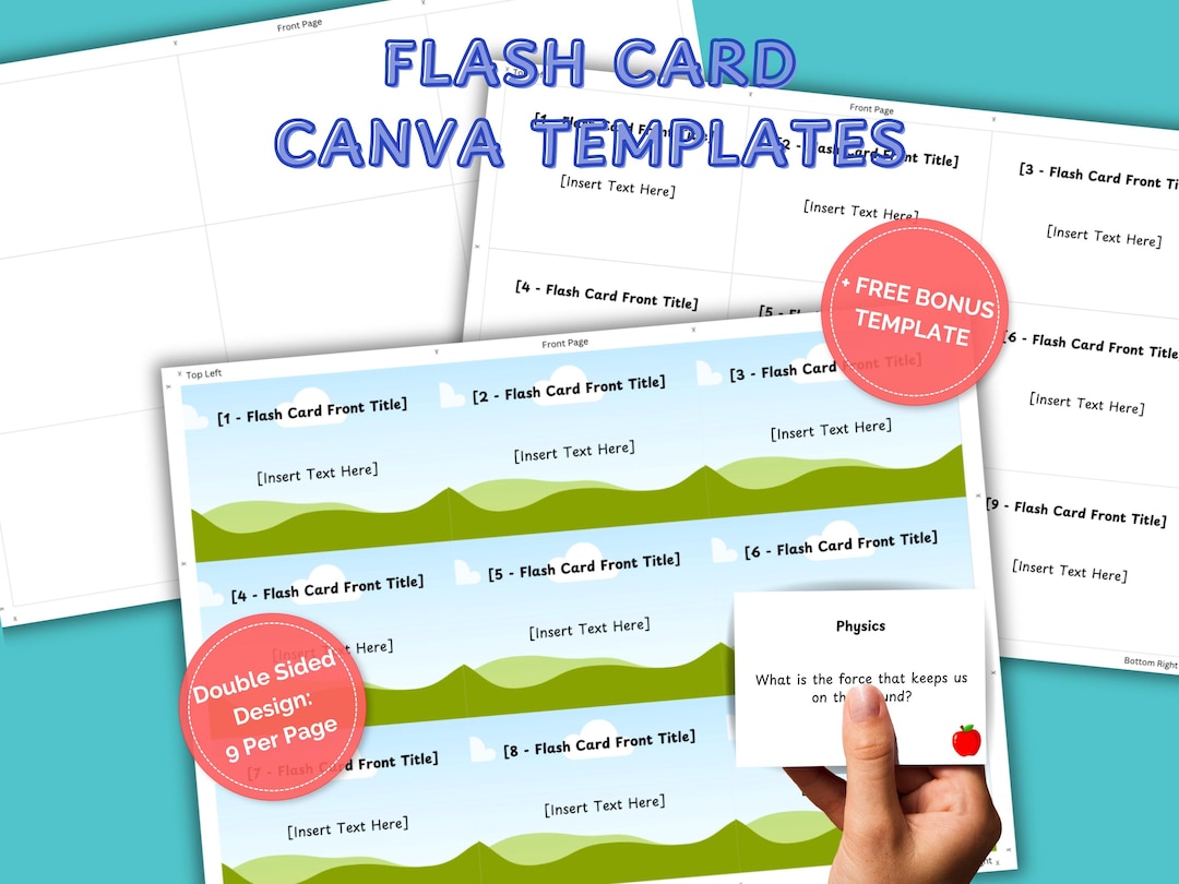 Flash Cards Canva Template, Double Sided Printable Flash Cards for Kids ...