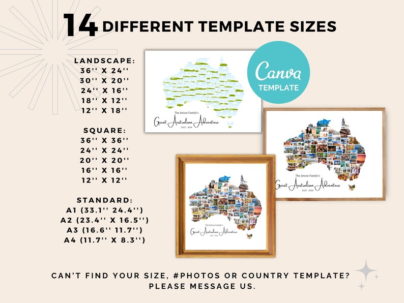 Australia Map Photo Collage Canva Template, Customizable Aussie Family ...