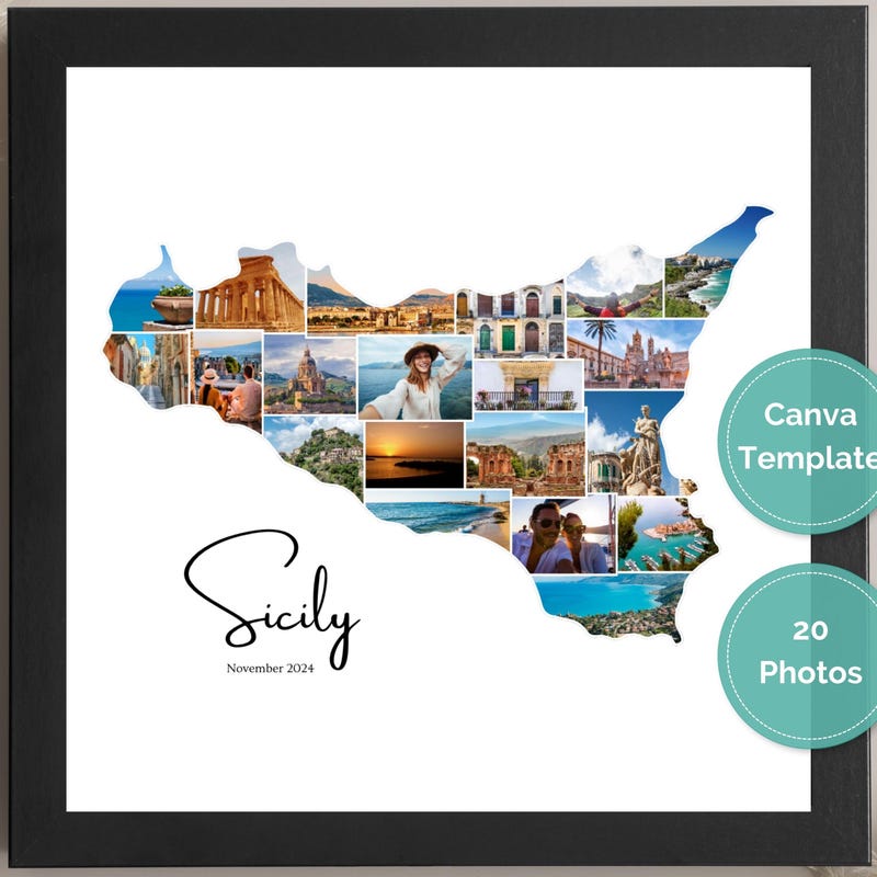 Sicily Map Custom - Etsy UK