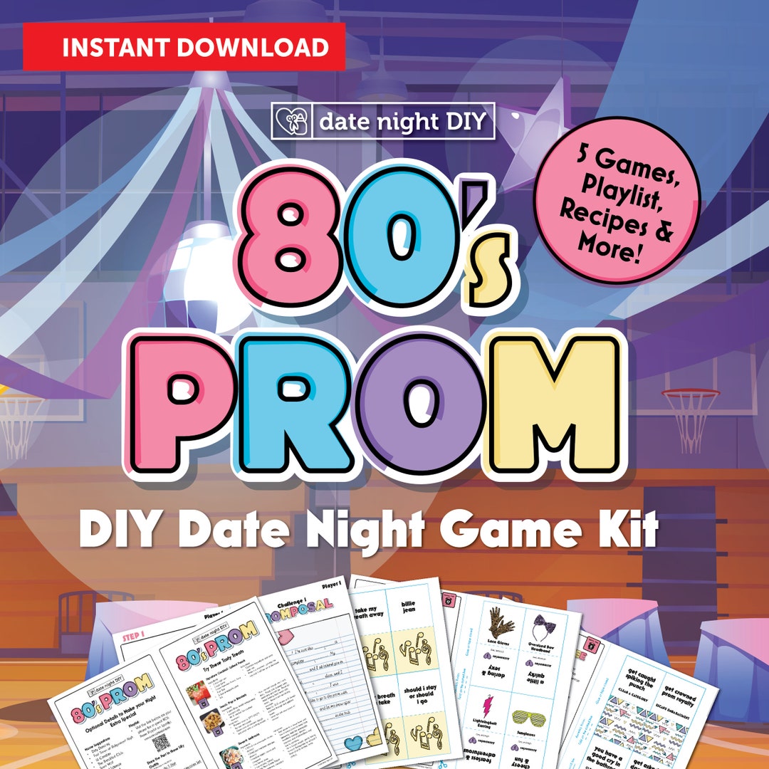 PRINTABLE 80s Prom Date Night Game Kit - Couples Gift, Board Game for ...