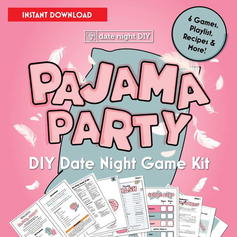 PRINTABLE Pajama Party Slumber Party Game Kit - Couples Gift, Board ...