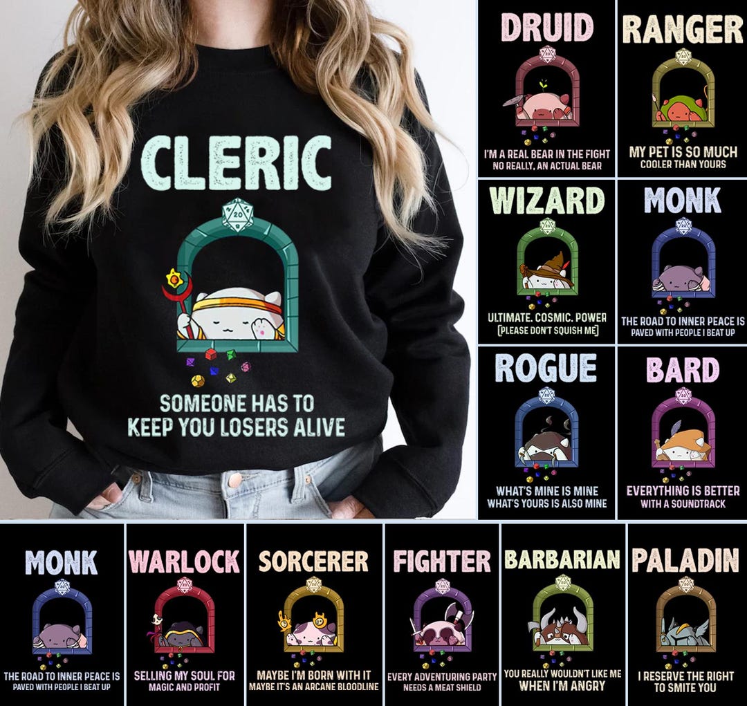 RPG Shirt, Dnd Class Shirt, D&D Clothing, D and D Character Class T ...