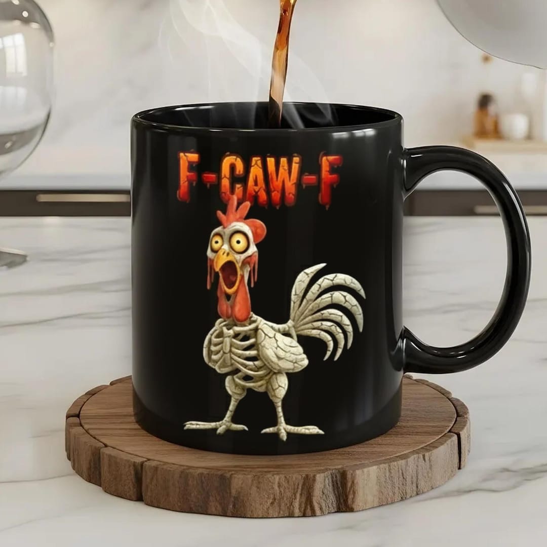 F-caw-f Chicken Humor Mug, Funny Rooster Meme Coffee Mug, Funny Chicken ...