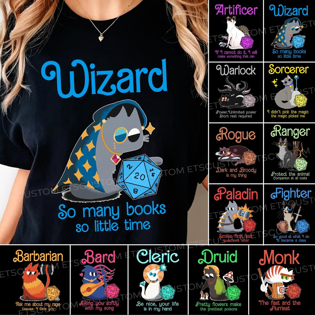 Cats Shirt, DND Tshirt, Cats, DND Tshirt, Cat Dnd Tee, D20 Dice Cats ...
