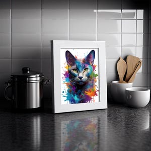 Korat Cat Portrait - Digital Print Abstract Painting, Splatter Art, Ideal for Modern Wall Decor ...