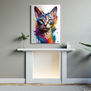 Devon Rex Cat Portrait Digital Print Splatter Art, Abstract Painting, Ideal for Modern Wall ...