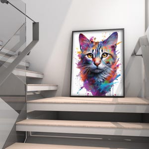 Sokoke Cat Portrait - Digital Print Abstract Painting, Splatter Art, Ideal for Modern Wall Decor ...