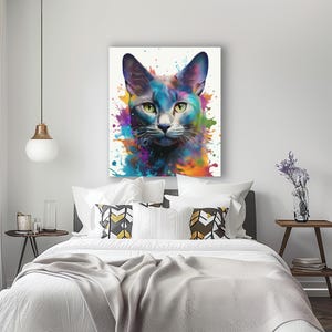 Korat Cat Portrait - Digital Print Abstract Painting, Splatter Art, Ideal for Modern Wall Decor ...