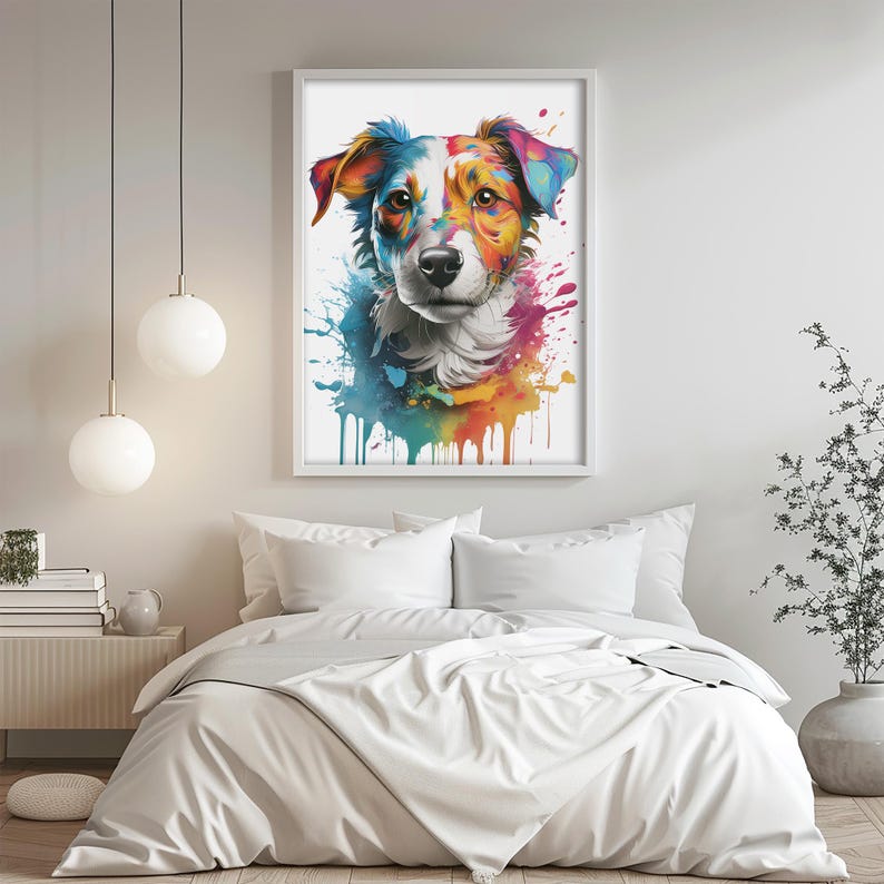 Jack Russell Dog Portrait - Digital Print Abstract Painting, Splatter ...