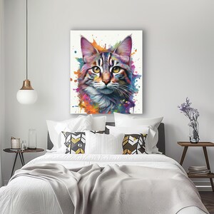 Tabby Cat Portrait - Digital Print Abstract Painting, Splatter Art, Ideal for Modern Wall Decor ...