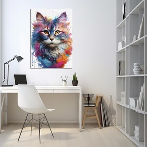 Siberian Cat Portrait - Digital Print Abstract Painting, Splatter Art, Ideal for Modern Wall ...