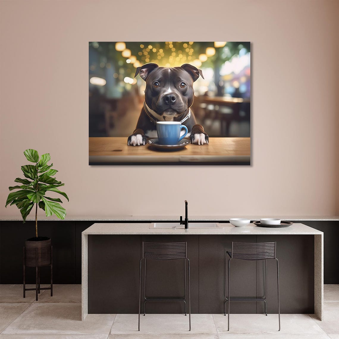 Staffordshire Bull Terrier Coffee Art Print - Cozy Home Décor, Dog ...