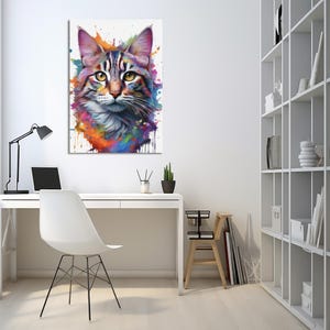 Tabby Cat Portrait - Digital Print Abstract Painting, Splatter Art, Ideal for Modern Wall Decor ...