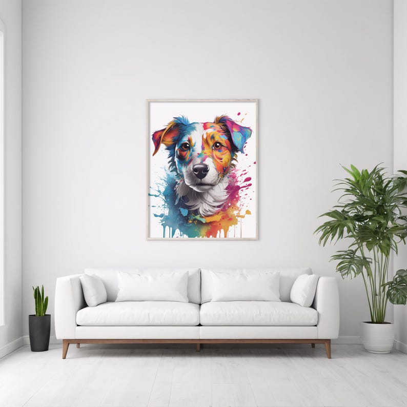Jack Russell Dog Portrait - Digital Print Abstract Painting, Splatter ...