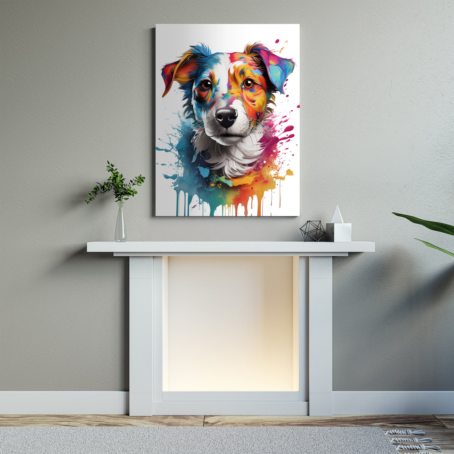 Jack Russell Dog Portrait - Digital Print Abstract Painting, Splatter ...