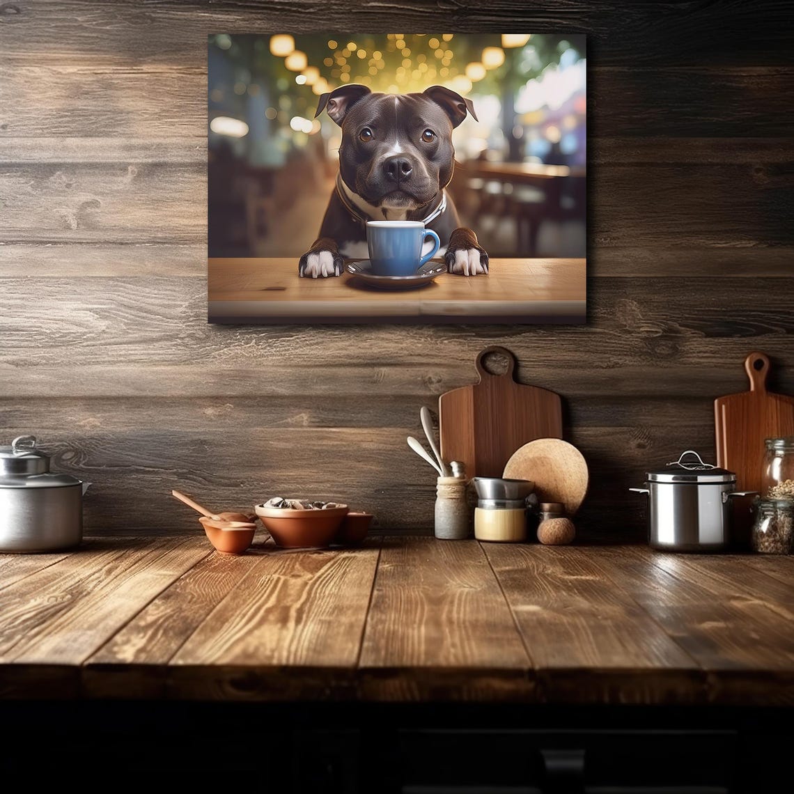 Staffordshire Bull Terrier Coffee Art Print - Cozy Home Décor, Dog ...