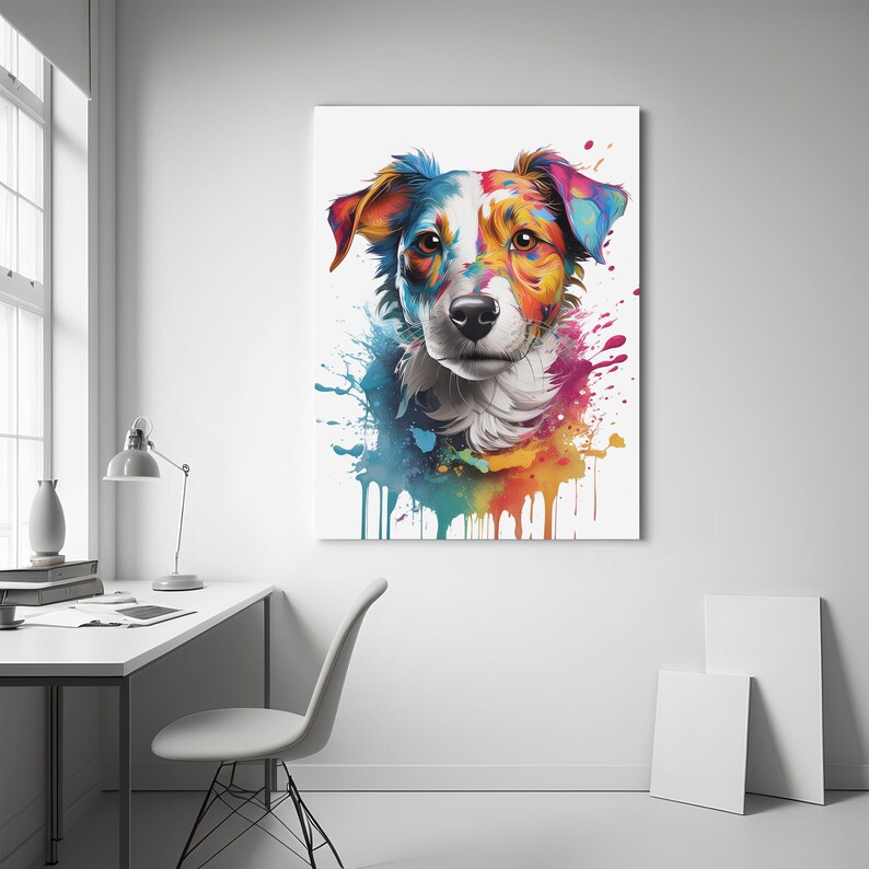 Jack Russell Dog Portrait - Digital Print Abstract Painting, Splatter ...