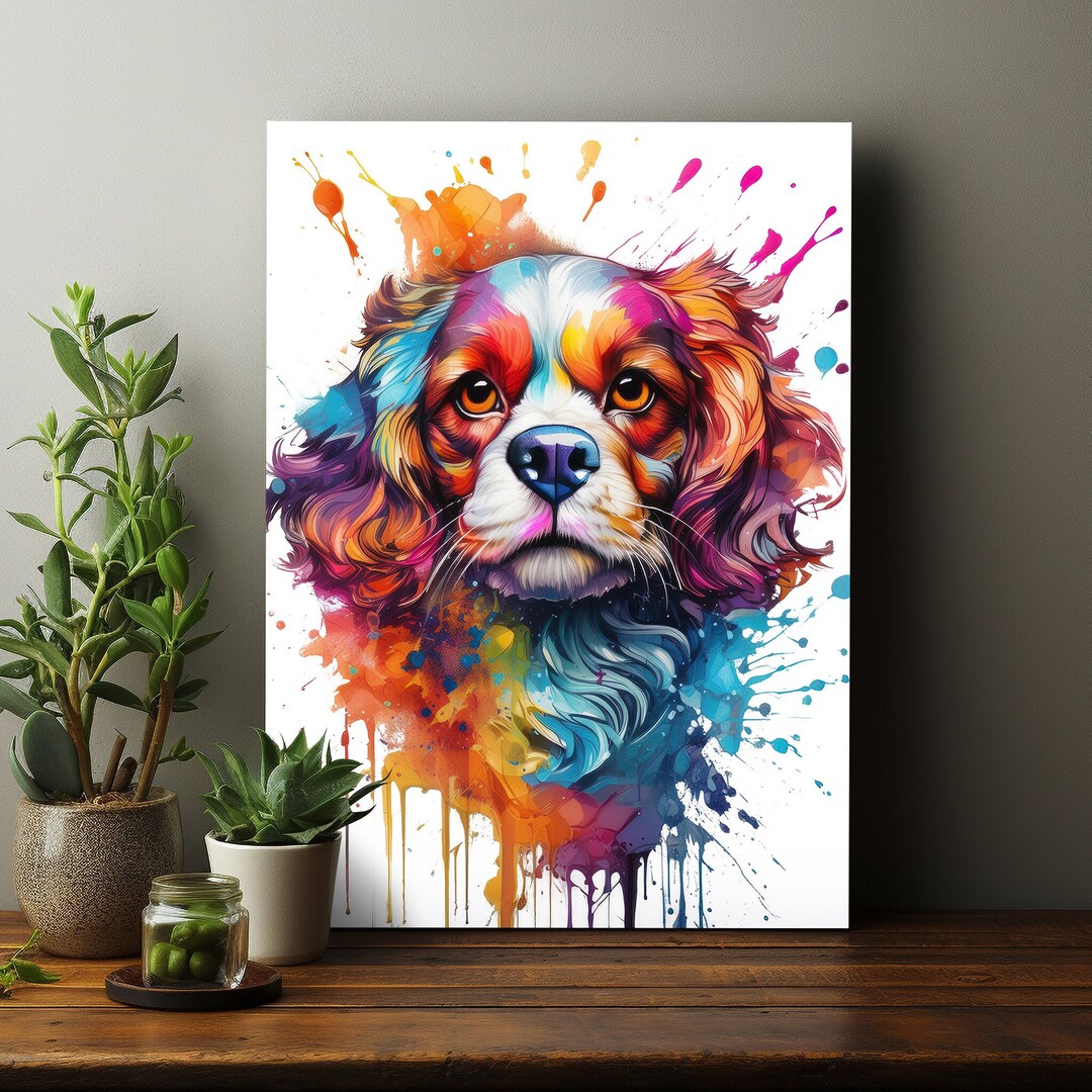 Cavalier King Charles Spaniel Dog Portrait - Digital Print Abstract ...