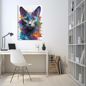 Korat Cat Portrait - Digital Print Abstract Painting, Splatter Art, Ideal for Modern Wall Decor ...