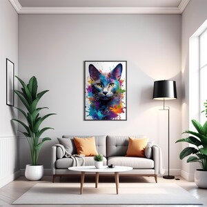 Korat Cat Portrait - Digital Print Abstract Painting, Splatter Art, Ideal for Modern Wall Decor ...