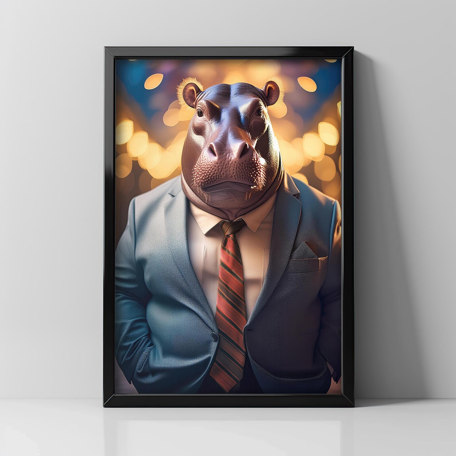 Hippo in a Suit - Ideal Funny Gift, Home Decor, Playful Hippopotamus ...