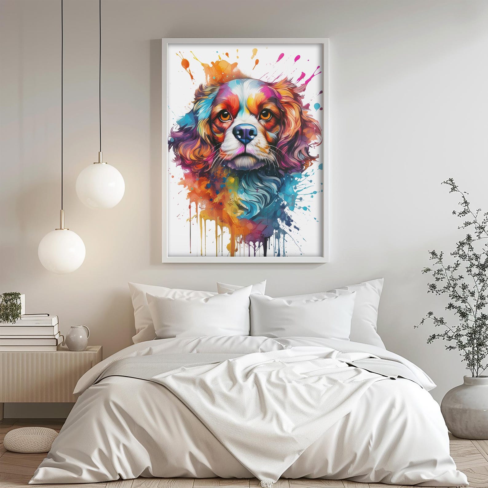 Cavalier King Charles Spaniel Dog Portrait - Digital Print Abstract ...