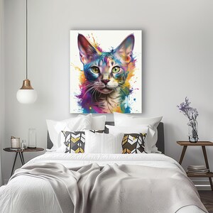 Devon Rex Cat Portrait - Digital Print Abstract Painting, Splatter Art ...