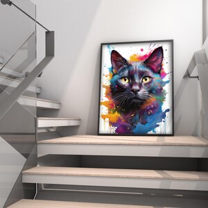 Bombay Cat Portrait - Digital Print Abstract Painting, Splatter Art, Ideal for Modern Wall Decor ...