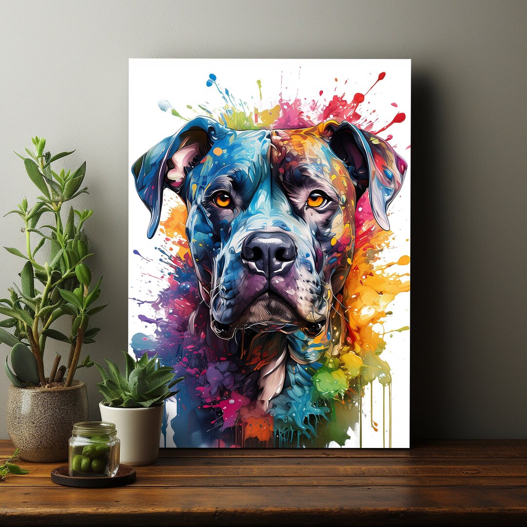 Cane Corso Dog Portrait - Digital Print Abstract Painting, Splatter Art ...