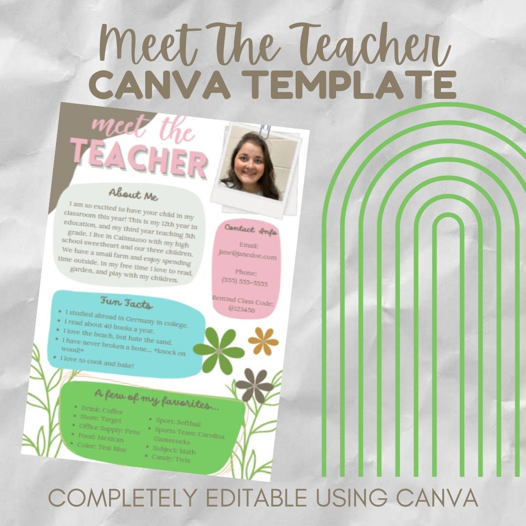 Meet the Teacher Boho Editable Canva Template - Etsy