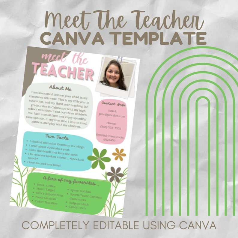 Meet the Teacher Boho Editable Canva Template - Etsy