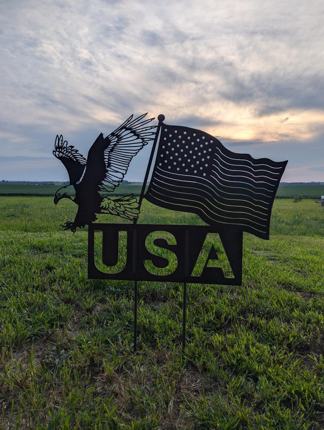 Metal American Eagle Yard Sign | Patriotic USA Flag Decor | God Bless ...