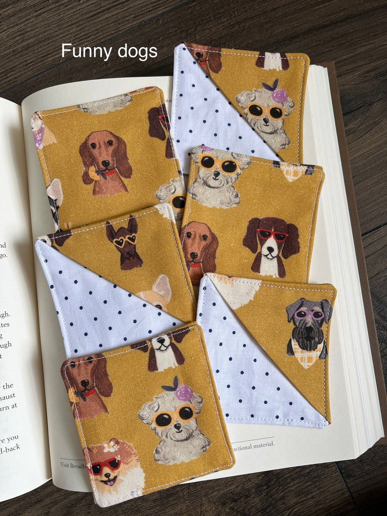 Dog Fabric Corner Bookmark, Book Lover Gift - Etsy